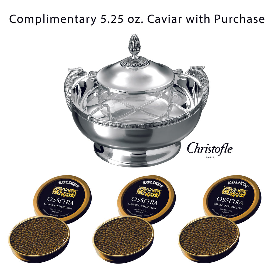 Christofle Silver Plated Caviar Serving Set & Free Caviar (5.25 oz ...